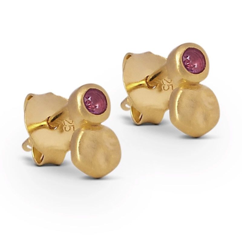 Enamel Asja - 18 karat guldbelagt pink topas ørering